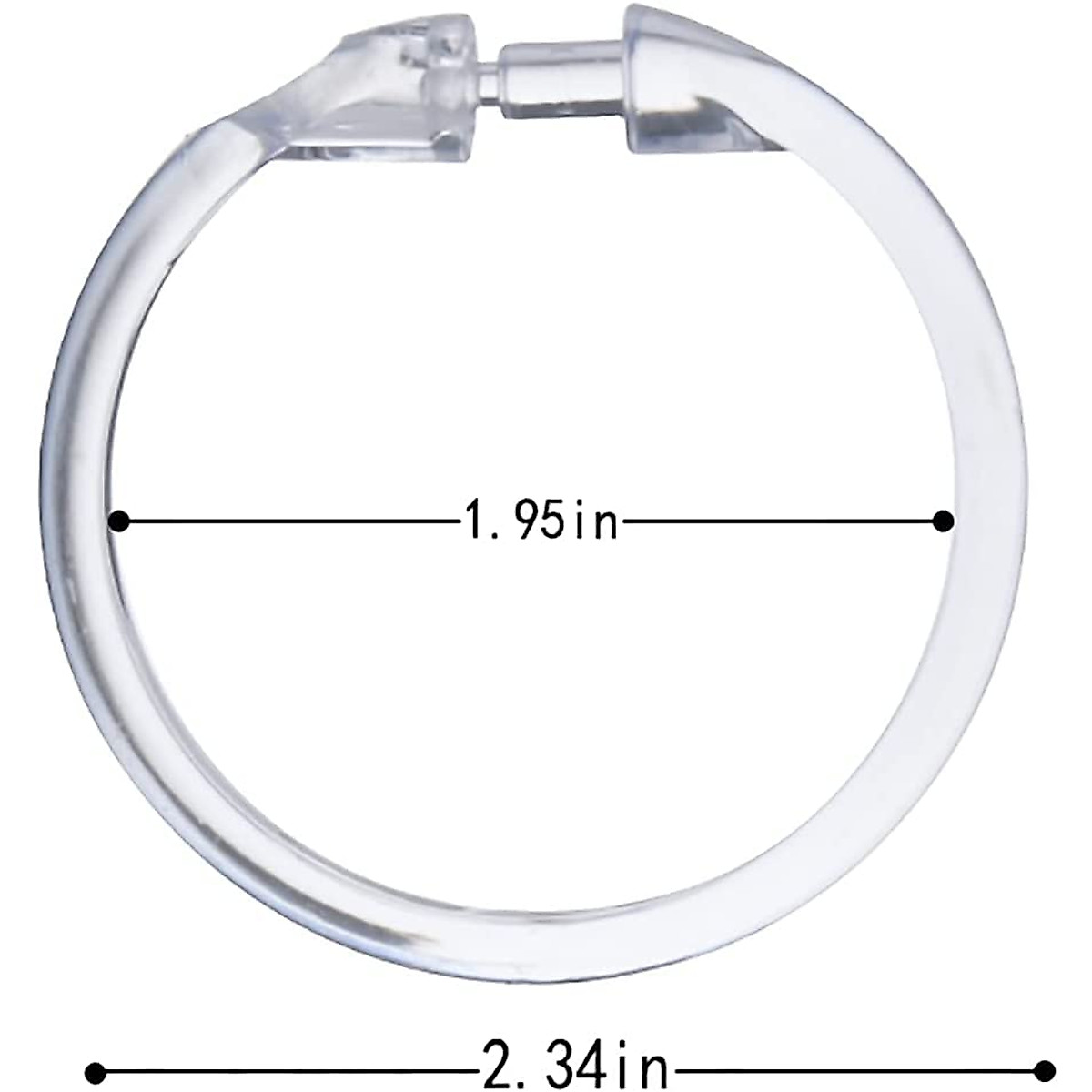 Kutesna 24 PCS Clear Plastic Shower Curtain Rings, Easy Snap Closure Shower Curtain