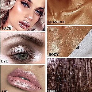 Pink Hair Glitter, Spray Glitter for Hair and Body, Body Shimmer Spray, Not Sticky Sparkle Body Highlighter, Fabric Glitter Spray for Clothing, Body Glitter Spray for Women Kids, Festival Accessories