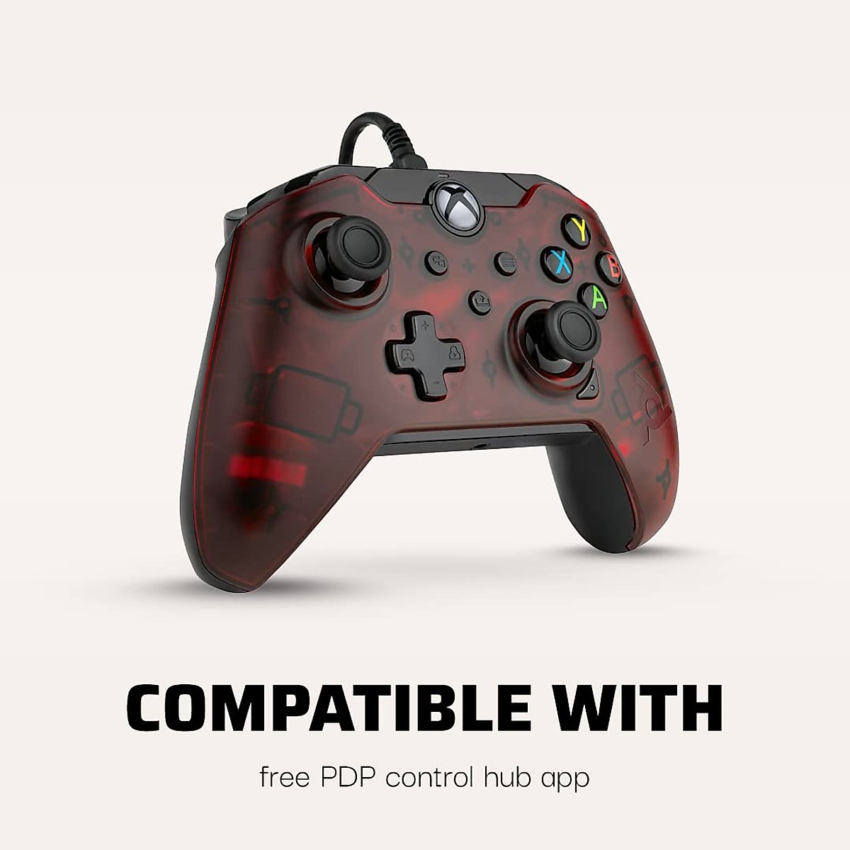 PDP Wired Game Controller - Xbox Series X|S, Xbox One, PC/Laptop Windows 10, Steam Gaming Controller - USB - Advanced Audio Controls - Dual Vibration Videogame Gamepad - Crimson Red