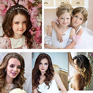 CellElection 10PCS Crystal Headband Pearls Flower Hairbands Jewelry Rhinestone Fashion Beaded Headbands Gold Sliver Metal Headbands Headdress for Girls Women Teens…