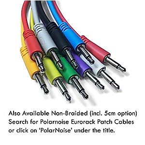 PolarNoise Eurorack Patch Cables - 5 Nylon Braided 0.14 Inch Mini Jack Mono Cables for Modular Synths (72 Options) Purple 12 Inch