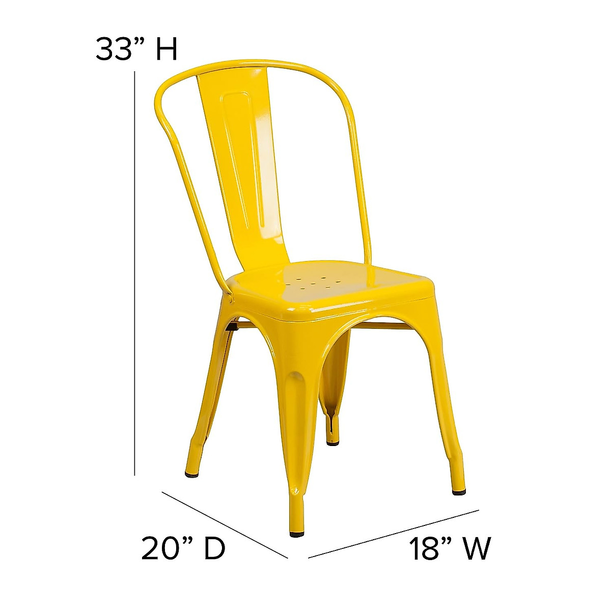 Flash Furniture Luke Commercial Grade 4 Pack Yellow Metal Indoor-Outdoor Stackable Chair