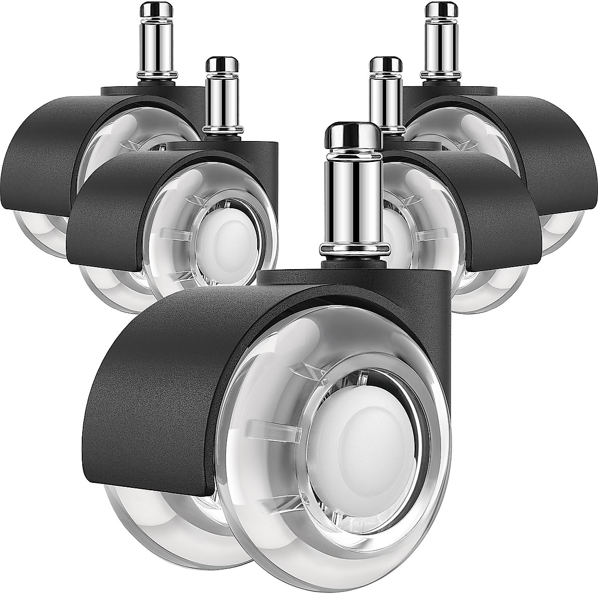 MaxGear 2" Office Chair Wheels Heavy Duty Replacement, Mute Rubber Rotating Desk Chair Wheels, for All Floors Including Hardwood and Carpet, Universal Standard Stem Size, Fits 98%, Set of 5