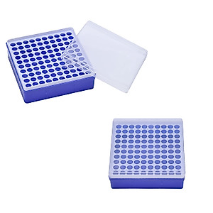 Aicosineg 2Pcs Acrylic Test Tube Rack Holder 100Holes Lab Centrifuge Tube Holder Plastic Test Tube Rack Detachable Plastic Stand Bracket Rack Test Tube Rack for Labortory Scientific Testing Blue
