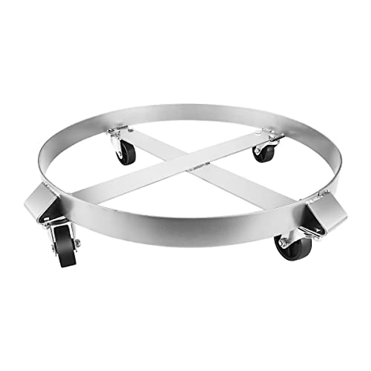 PENTAGON Tools 55-Gallon Drum and Garbage Can Dolly – Heavy-Duty Metal Dolly with Cross Braces and Caster Wheels – 1,000-Pound Capacity (Silver)