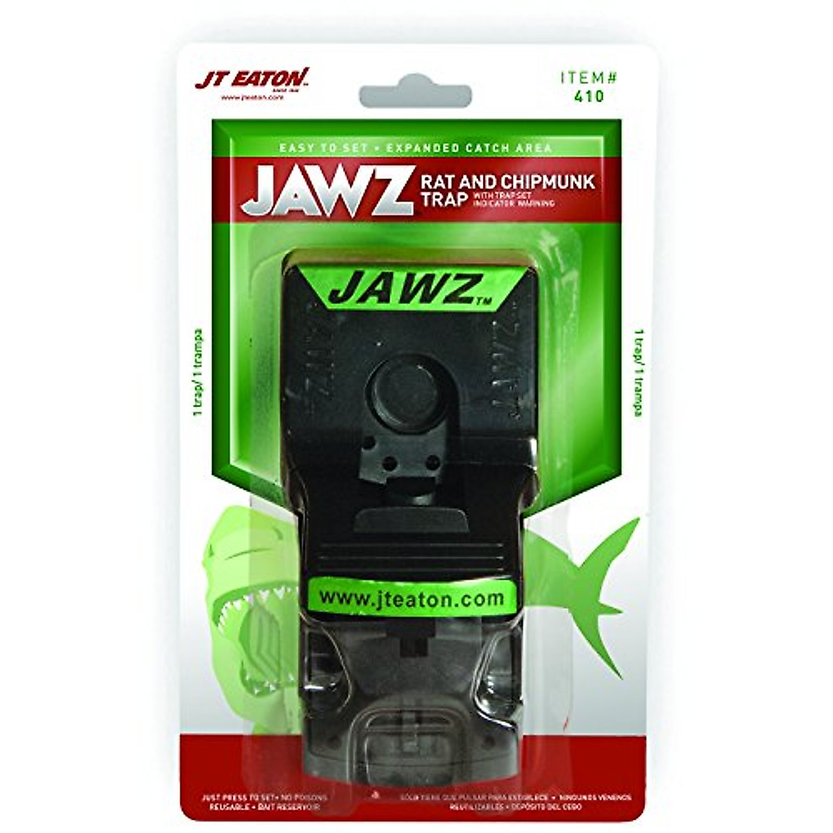 JT Eaton 410, 1 Pack Rat Trap, 3-1/2 in. L, 5-7/8 in. W, Black