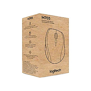Logitech M705 Marathon Wireless Mouse, 2.4 GHz USB Unifying Receiver, 1000 DPI, 5-Programmable Buttons, 3-Year Battery, Compatible with PC, Mac, Laptop, Chromebook - Black