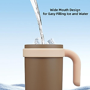 BJPKPK 18 OZ Insulated Travel Tumbler with Handle and Straw, Stainless Steel Water Bottle, Double Wall Vacuum Insulated Mug, for Work, Car, Travel, Coffee