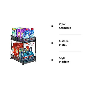 PHINOX Reinforced Metal Organizers and Storage with 4 Hooks, 2 Tier for Under Cabinet/Sink, Kitchen, Bathroom