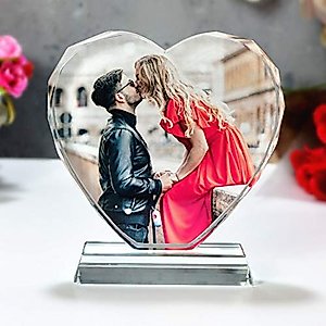 FANF&YKPY Personalized Crystal Custom Color Pictures - Heart-shaped Crystal Photo Frame, Birthdays, Wedding Anniversaries gift for her, Wedding Gifts, for Girlfriends, Husbands,Wife,Friends,Parents