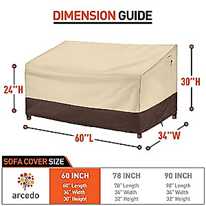 Arcedo 60 Inch Patio Sofa Cover and 2 Pack 80 Inch Patio Chaise Lounge Covers, Waterproof Outdoor Furniture Covers, Beige & Brown