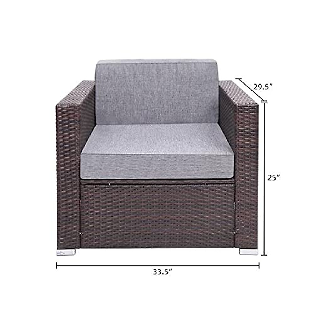 SAWQF Patio PE Wicker Rattan Single Sofa and Ottoman Sofa for Garden and Outdoors