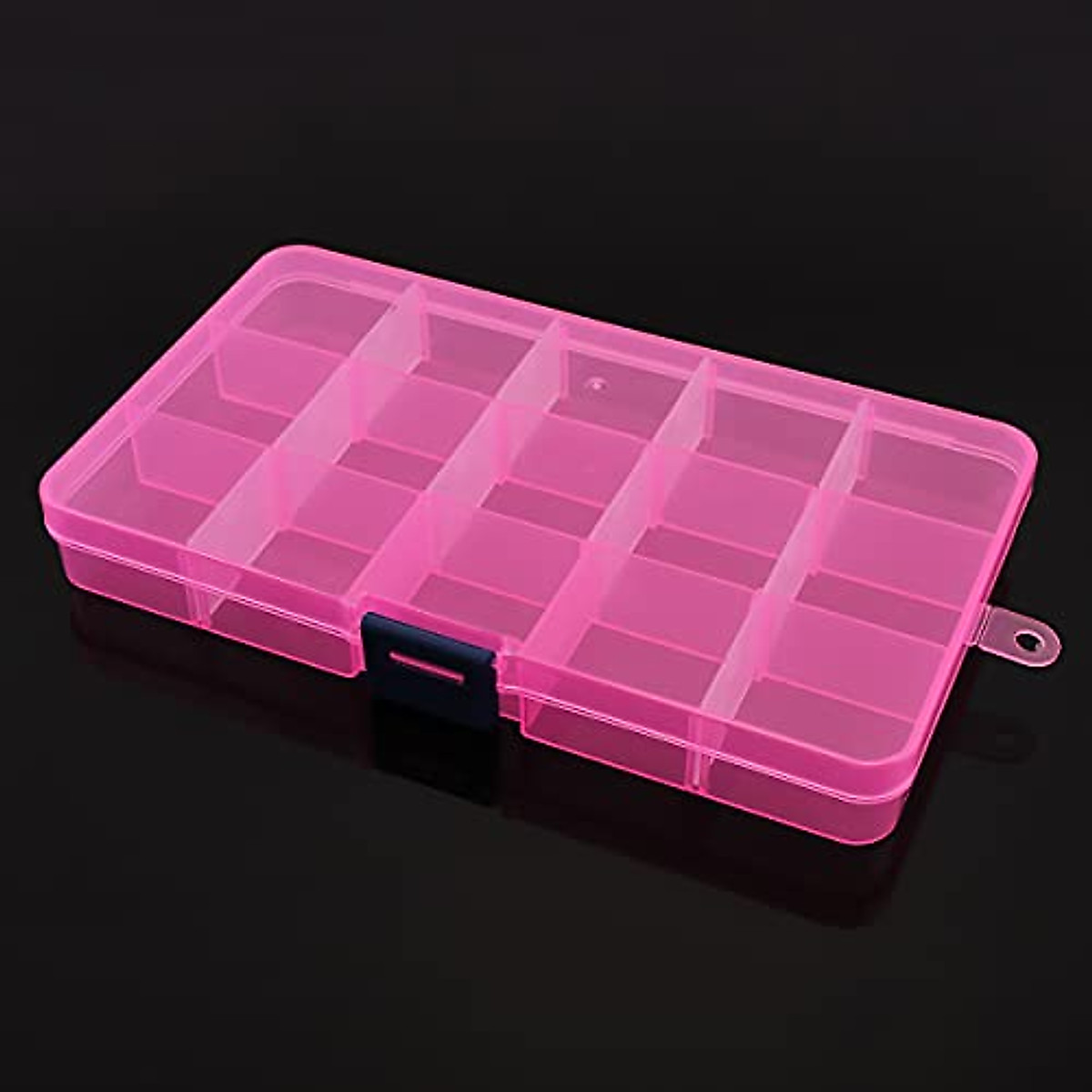 OriGlam 1pcs 17x10CM Plastic Organizer Storage Box with Adjustable Dividers, Jewelry Storage Container Box for Office Supplies Beads Crafts Fishing Tackles (Pink)