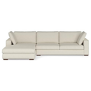 SIMPLIHOME Charlie Left-Facing Sectional Sofa in 100% Recycled Polyester Tightly Woven Performance Fabric, Cream, 122-inches Wide, Handcrafted Contemporary Style L-Shaped Couch with Chaise