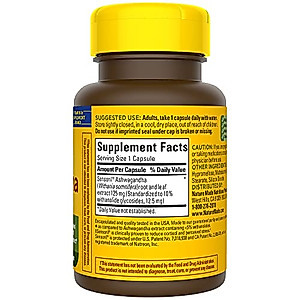 Nature Made Ashwagandha Capsules 125mg for Stress Support, 60 Capsules, 60 Day Supply