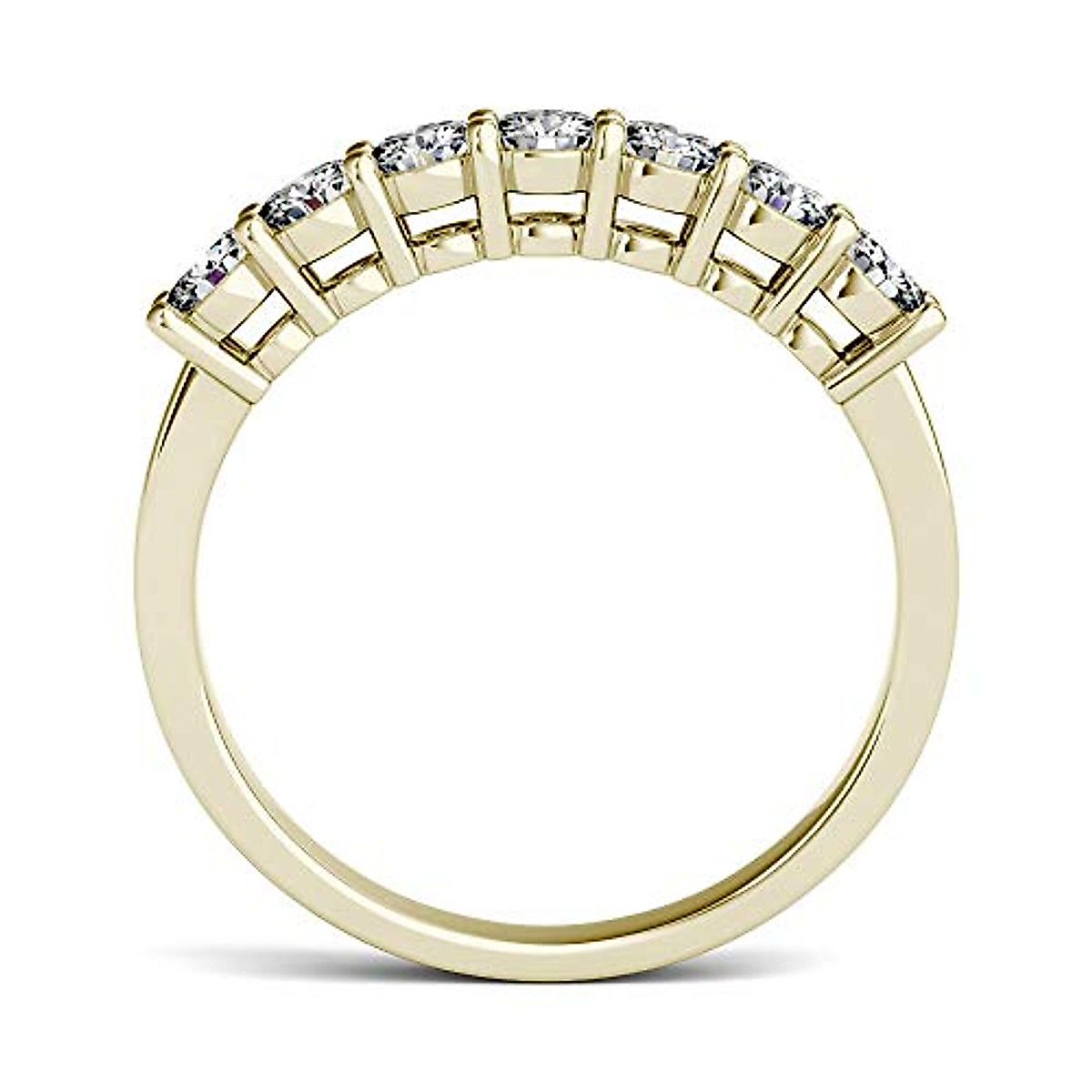 14K Yellow Gold 3.0mm Moissanite by Charles & Colvard Seven Stone Band- size 7 0.70cttw DEW