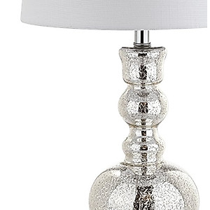 JONATHAN Y JYL1061D-SET2 Set of 2 Table Lamps Genie 28.5" Glass LED Table Lamp Contemporary Transitional Bedside Desk Nightstand Lamp for Bedroom Living Room Office College Bookcase, Mercury Silver