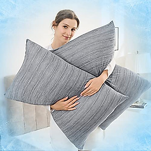 OMERAI Cooling Pillow Cases Standard Size for Night Sweats and Hot Sleepers, Double-Side Cooling Pillow Cases with Zipper, Grey Pillow Cases Set of 2 (20" X 26", Gray)