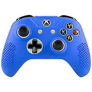 eXtremeRate Soft Anti-Slip Dark Blue Silicone Controller Cover Skins Thumb Grips Caps Protective Case for Xbox One X S Controller - Blue