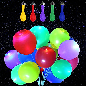 MOMOHOO LED Light Up Balloons - 60PCS Mixed Color Glow in the Dark Balloons Flashing Birthday Party Decoration for Boys Girls, Wedding Halloween Graduation Christmas Party Decor