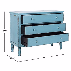 Safavieh American Homes Collection Tablet Distressed Blue 3 Drawer Chest