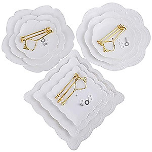 Tosnail 3 Pack 3 Tiers White Plastic Cupcake Stand Dessert Stand Tiered Serving Trays with Gold Rod - Round, Square, Flower