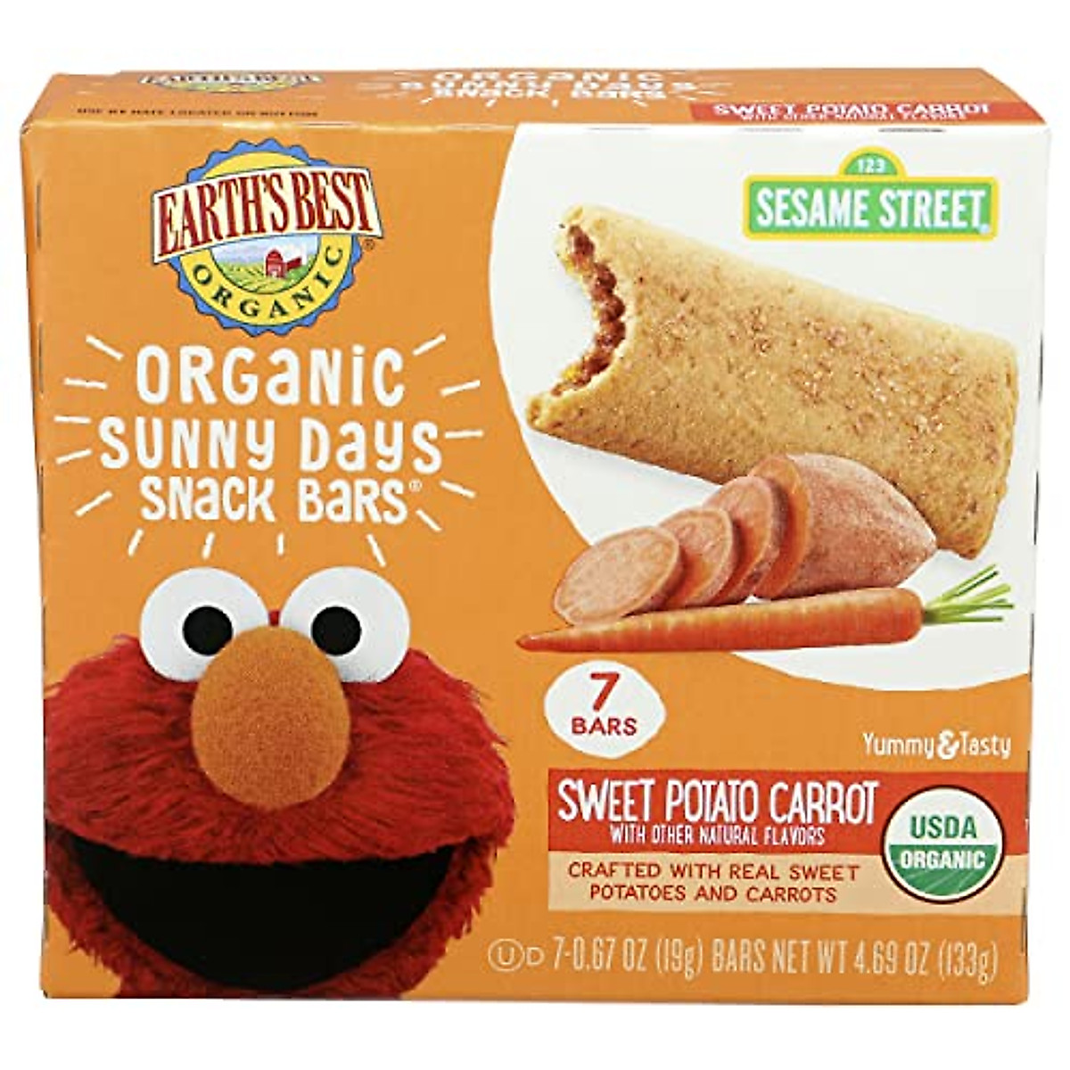 EARTHS BEST Organic Swt Pto Crrt Snny Day Bars, 0.67 Ounce (Pack of 7)