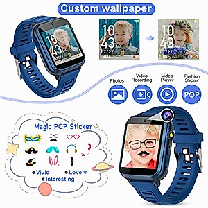 Smart Watch for Kids with 24 Puzzle Games HD Touch Screen Camera Music Player Pedometer Alarm Clock Calculator Flashlight 12/24 hr Kids Watches Gift for 4-12 Year Old Boys Toys for Kids
