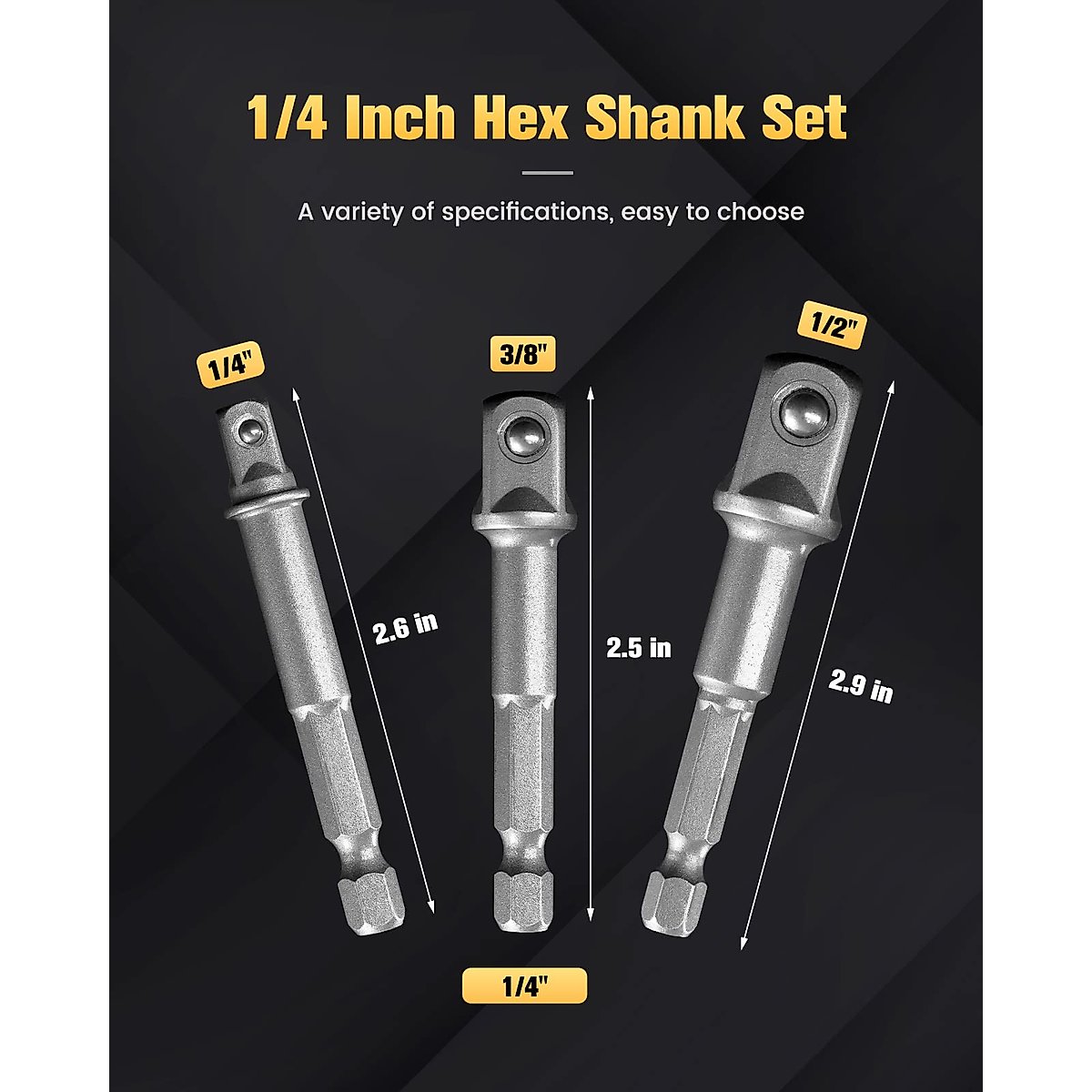 BOEN 38 Piece Set, Including 1/2" Drive Deep Impact Socket with Durable Case, 1/4", 3/8", 1/2" Size Impact Grade Socket Adapter Set with Bit Holder, 6 Point Design