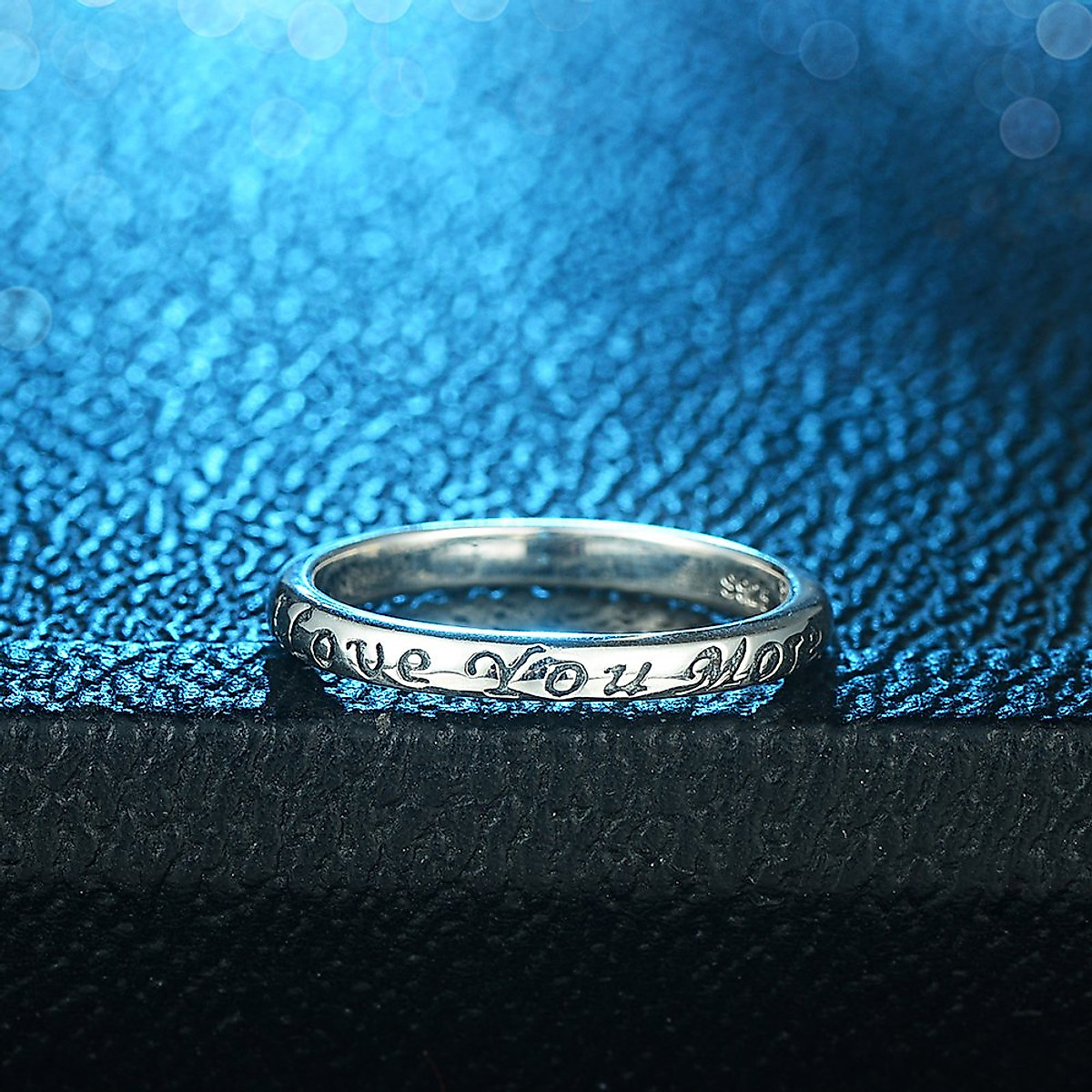 TONGZHE 3mm I Love You More Wedding Band Ring in Antique Sterling Silver 925 with US Size 6