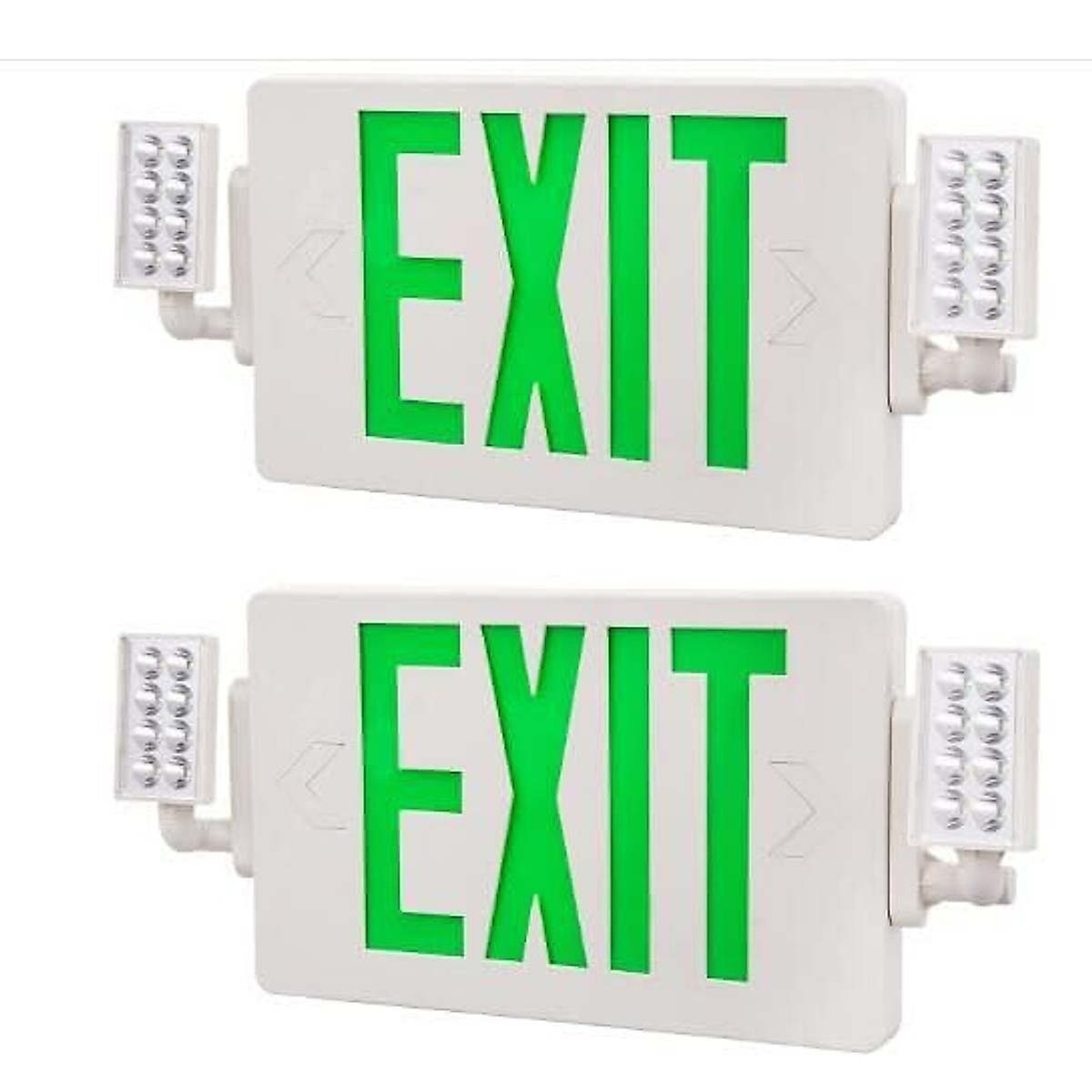EXITLUX 1 Pack Green Led Exit Lights with Battery Backup&Adjustable Two Head-US Standard UL Listed-Hardwired-Exit Signs for Business/Commercial Emergency Light Fixtures