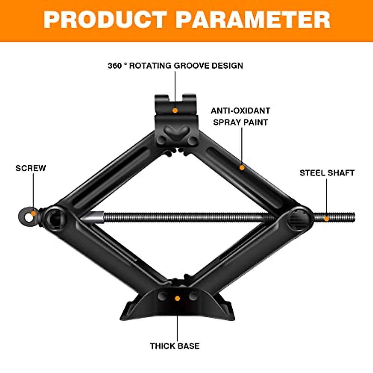 Car Scissor Jack Lift Leveling with Crank Handle Roadside Emergency for Honda Civic/Accord/CR-V/Element/Odyssey/Pilot, 2-Ton Max. 360mm Work Height