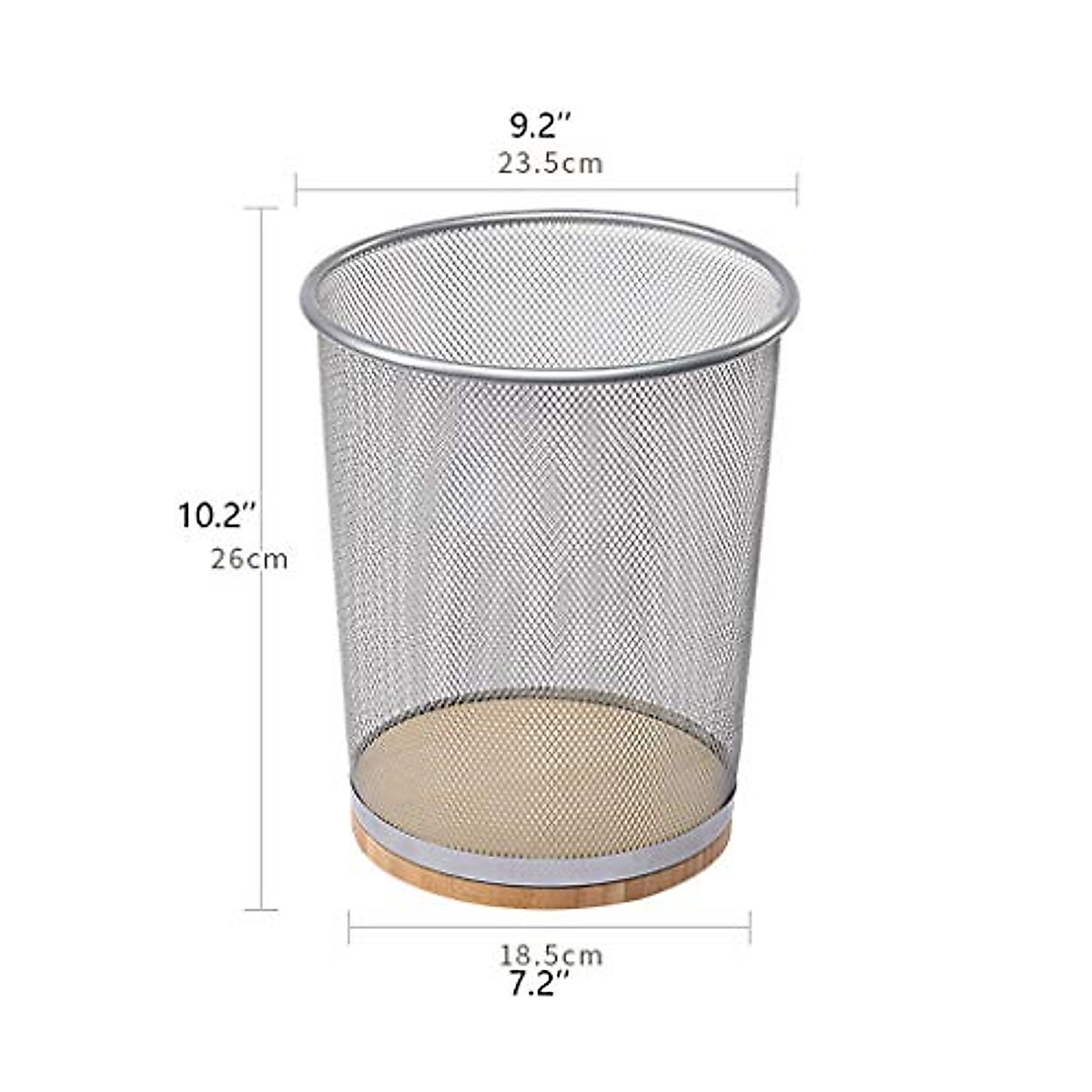 Trash Can Creative Iron Wire Mesh Trash Can Set Living Room Kitchen Bathroom Garbage Bin Office Thick Bamboo Bottom Paper Basket Waste Bin (Color : Purple)