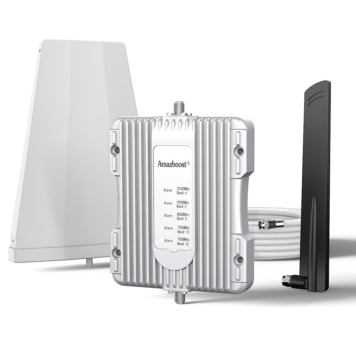 Amazboost Cell Phone Booster for Home -Up to 2,500 sq ft, Cell Phone Signal Booster Kit, All U.S. Carriers -Compatible with Verizon, AT&T, T-Mobile, Sprint & More-5G 4G LTE 3G FCC Approved