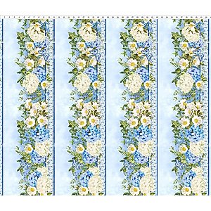 in The Beginning Periwinkle Spring 2PS1 Flower Stripe Print Fabric