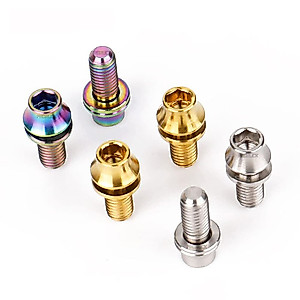 M5x12mm Titanium Bolt with Washers, Bicycle Water Bottle Cage Ti Bolts M5 x 12mm Bolt Hex Screw (4pcs, Multicolored)