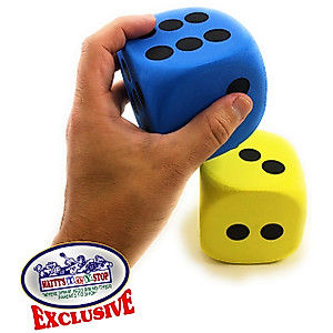 Deluxe Giant 3.15" EVA Foam Dice (Pack of 6) with Bonus Matty's Toy Stop Storage Bag