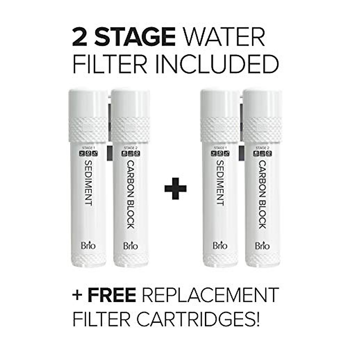 Brio Countertop Self Cleaning Bottle Less Water Cooler Dispenser with Filtration - Hot Cold and Room Temperature Water