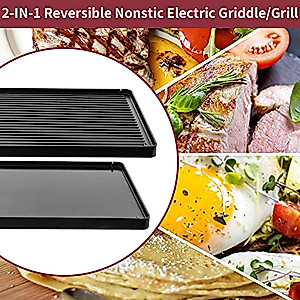 Raclette Table Grill Korean BBQ Indoor Electric Grill Griddle Nonstick Extra Large Reversible 2-In-1 Outdoor Dishwasher Safe with Cheese 8 Paddles 8 Spatulas for 8 Person