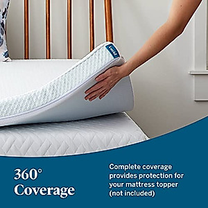 Lucid 2 Inch Mattress Topper Cover Twin – Cover For Mattress Topper - Mattress Topper Cover with Zipper – Twin Mattress Cover - Cover Only, White