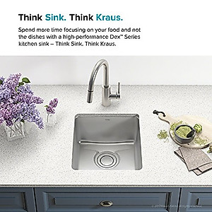 KRAUS Dex 17-Inch Undermount Single Bowl TRU16 Gauge Stainless Steel Kitchen Bar Sink with DrainAssure WaterWay and VersiDrain Assembly in Radiant Pearl Finish, KD1US17B