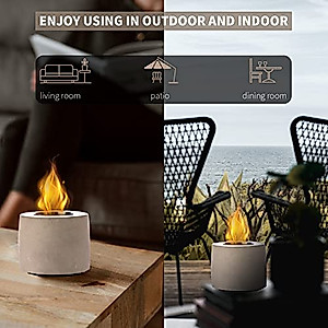 Sportkee Concrete Tabletop Fire Pit, Alcohol Fire Pit Bowl, Small Round Portable Table Top Firepit for Indoor & Patio
