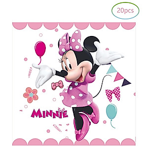 Minnie Birthday Party Supplies, Include 20 Plates and 20 Napkins, for Minnie Theme Birthday Party Decorations