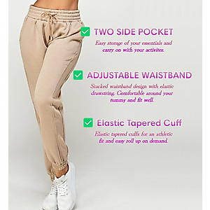 IUUI Sweatpants for Women High Stacked Waist Fleece Womens Joggers with Pockets Lounge Pants for Yoga Workout Running Taupe