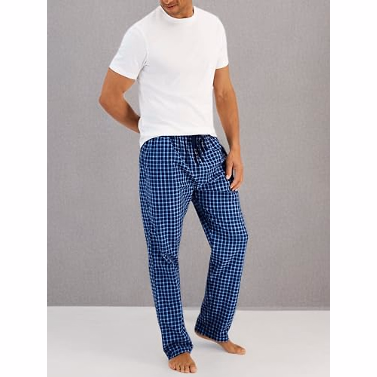 Hanes Men's Woven Pajama Pant Navy Plaid, X-Large