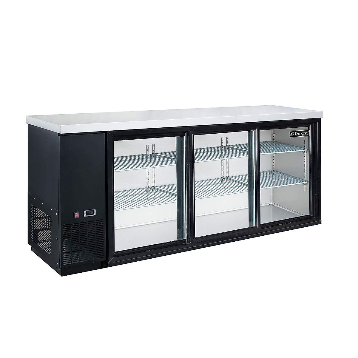 Dukers Appliance USA DBB72-S3 Sliding 3 Door Back Bar Beverage Cooler in Black, Commercial-Grade