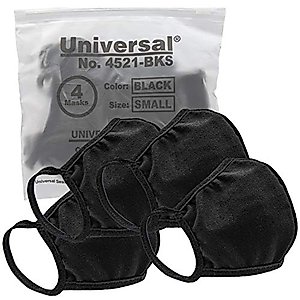 Universal Cloth Face Masks – Reusable Dust & Allergy Masks – 100% Cotton, 2 Layer, Washable, for Teens & Adults – Protects from Dust, Pollen, Pet Dander & More (Black, Medium- Pack of 4)