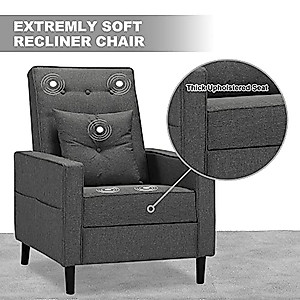 XSPRACER Push Back Recliner Chair, Lounge Chair for Bedroom, Living Room Chair, Linen, Dark Gray, Single One