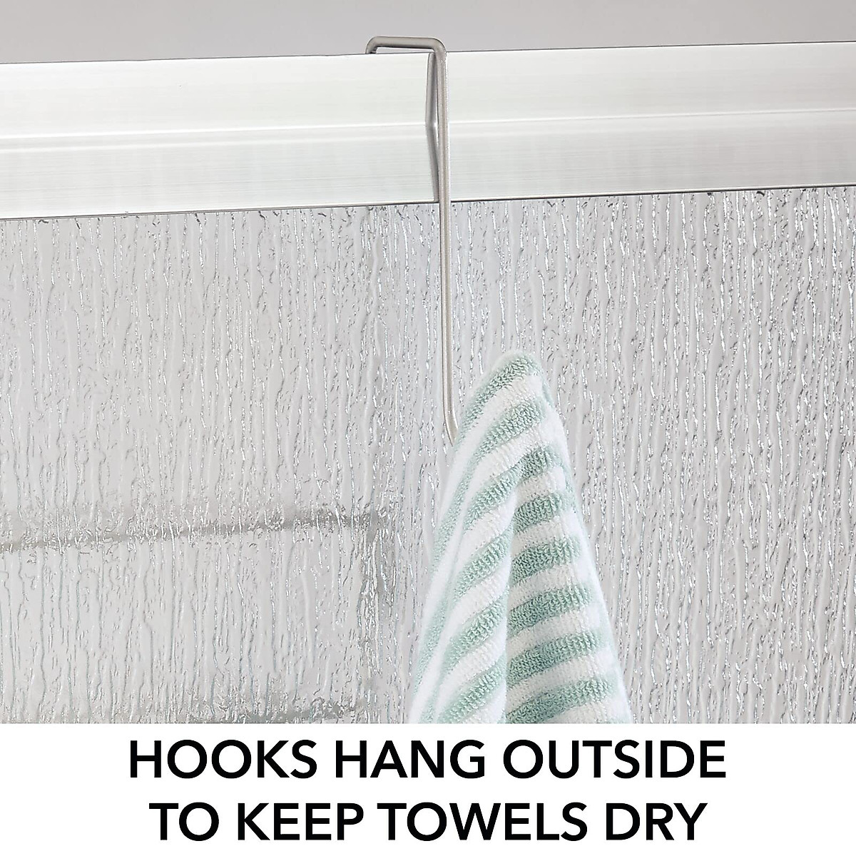 mDesign Extra Wide Metal Wire Over The Bathroom Shower Door Caddy, Hanging Storage Organizer with Built-in Hooks and Baskets on 2 Levels for Shampoo, Body Wash, Loofahs, Rust Resistant - Satin