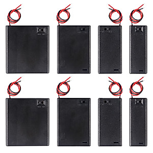 DORHEA 8PCS AA Battery Holder with Cover AA Battery Holder Case with ON/Off Switch 1.5V, 1/2/3/4 x 1.5V Series DIY Battery Storage Boxes, 1/2/3/4/5 Slots Black Plastic Batteries Case for AA Battery